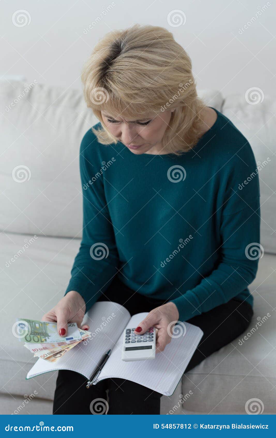 Woman Solving Financial Problems Stock Photo - Image of elder, finance ...