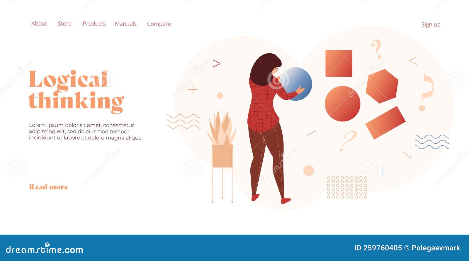 Woman Solving Logical Problem. Brainstorm or Logic Concept in Flat ...