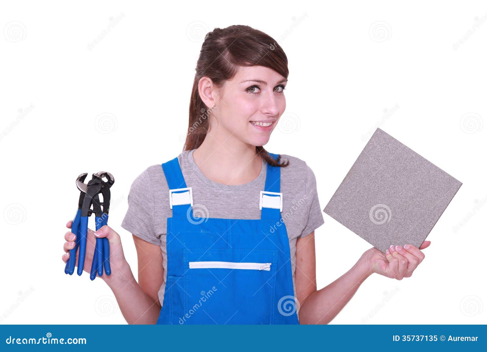 Woman with some pliers stock image. Image of manual, pliers - 35737135