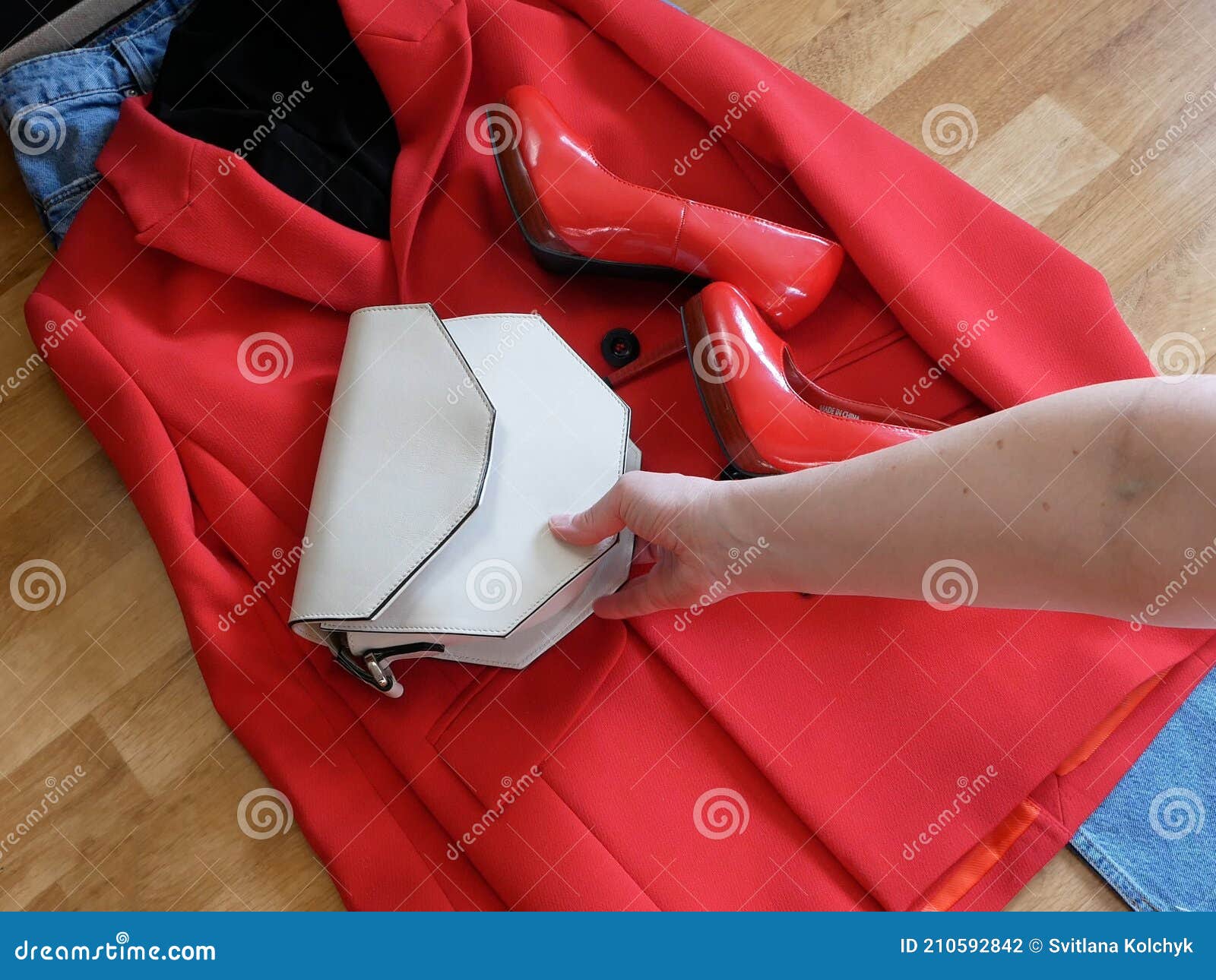 Woman Sorting Clothes at Home and Makes Modern Outfit Stock Photo ...