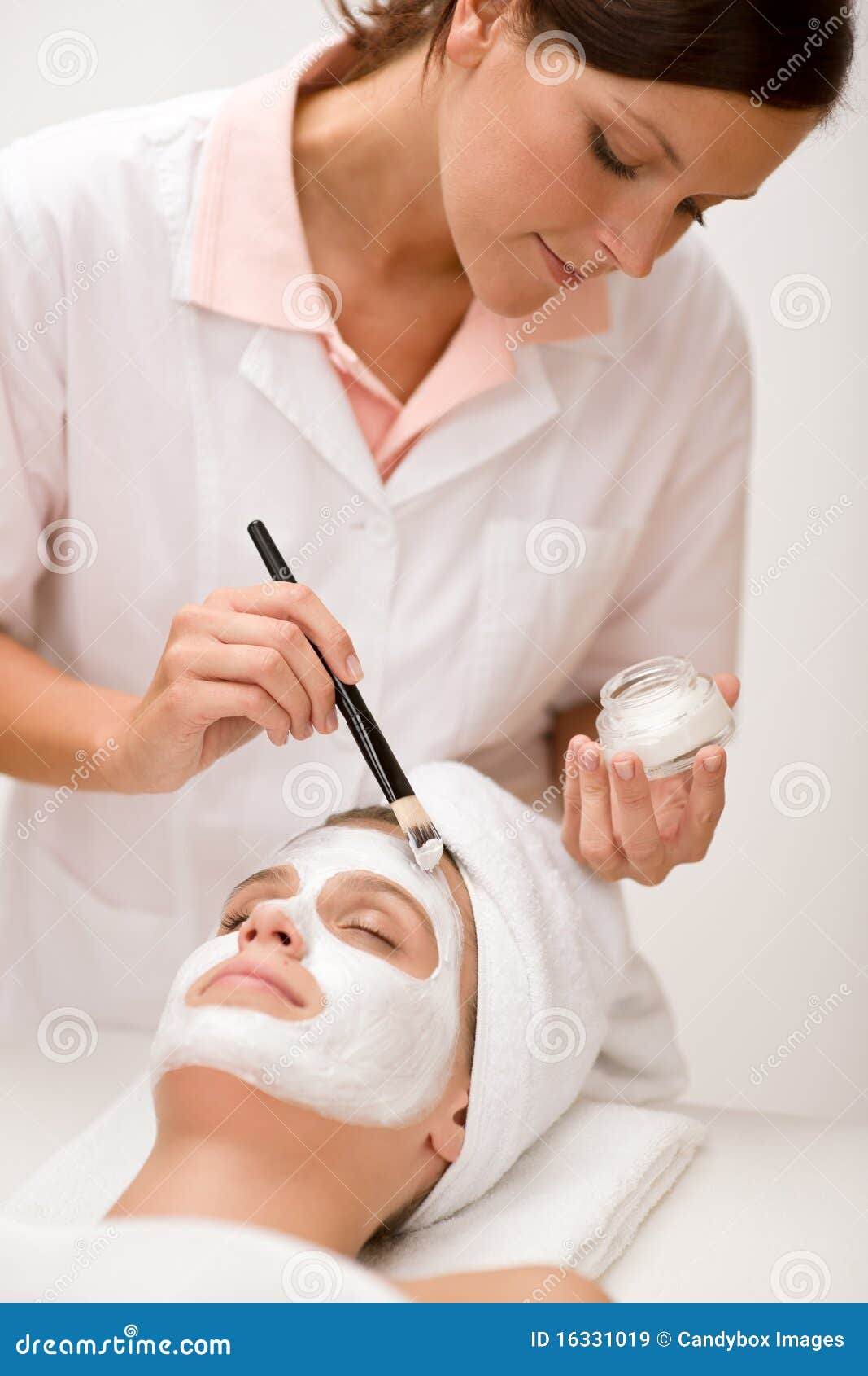 Woman at Spa Getting Facial Mask Stock Image - Image of beautician ...