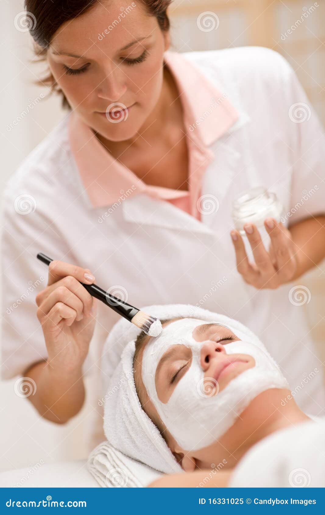 Woman at Spa Getting Facial Mask Stock Image - Image of care, people ...