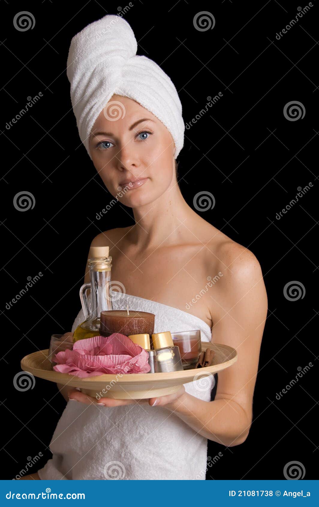 Woman with spa products stock photo. Image of model, cosmetic - 21081738