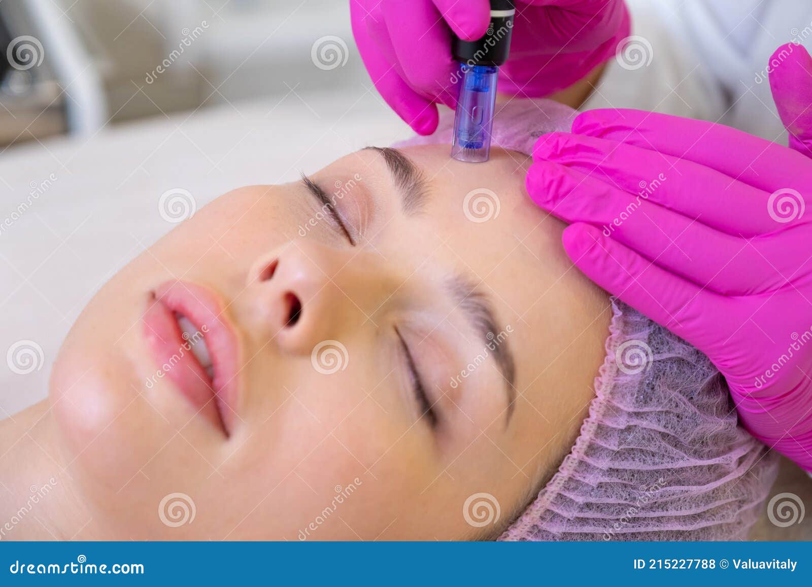 Woman In A Spa Salon On Cosmetic Procedures For Facial Care Beautician