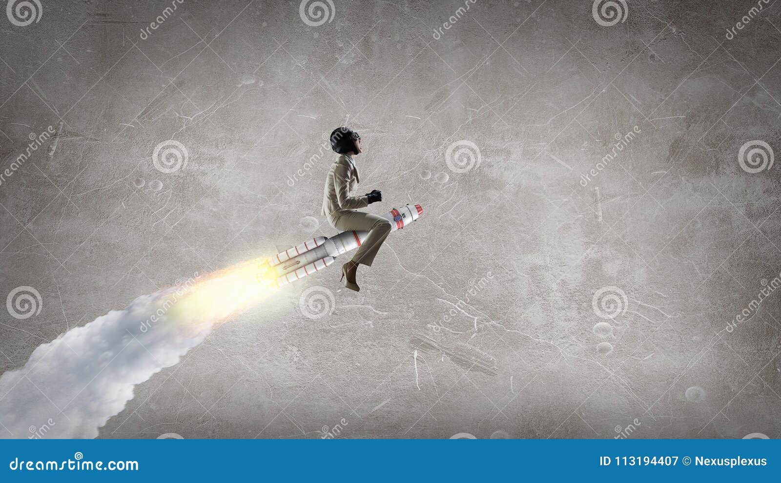 Woman on Space Rocket . Mixed Media Stock Image - Image of concept ...