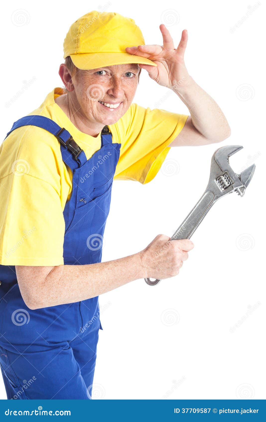 Woman with spanner stock image. Image of repairman, person - 37709587