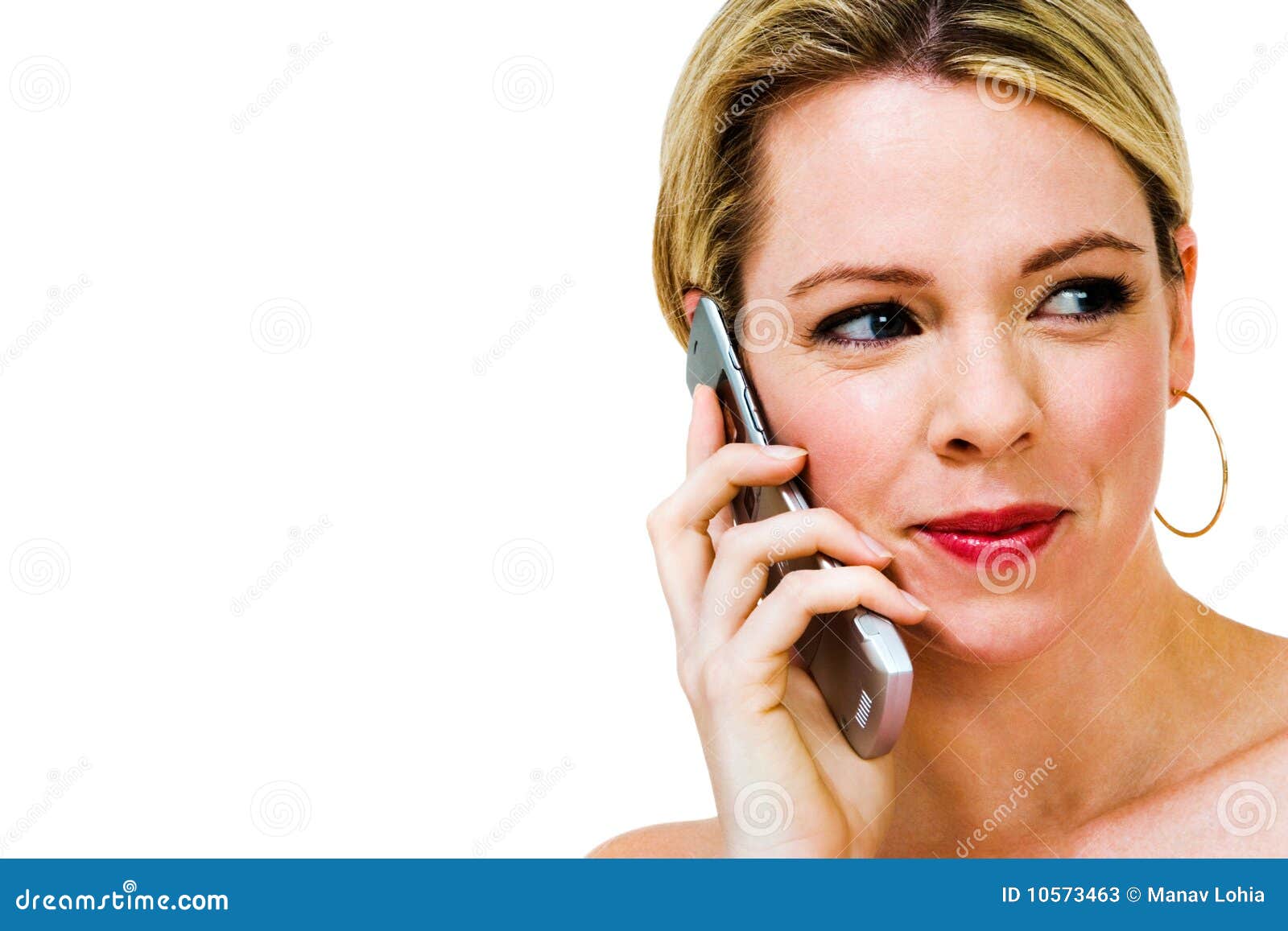 Woman Speaking on Mobile Phone Stock Image - Image of posing, smiling ...