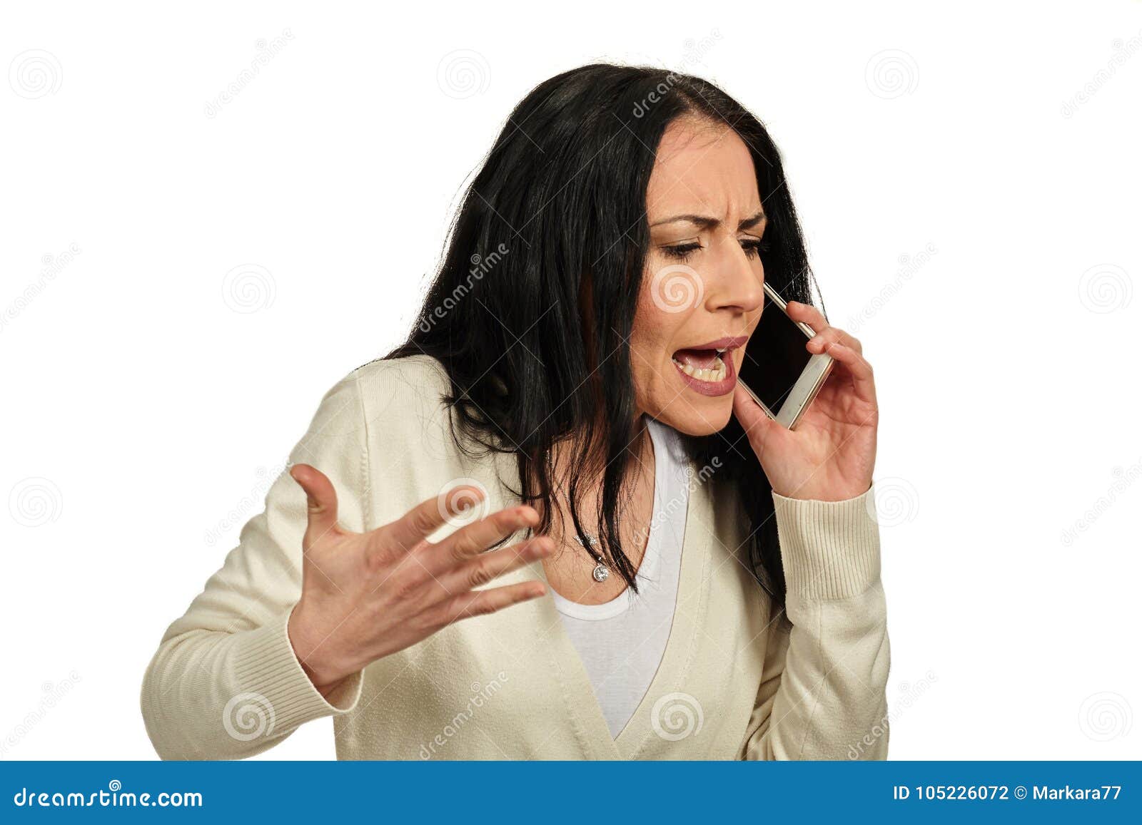 Woman Speaks on a Mobile Phone.she is Screaming Stock Photo - Image of ...