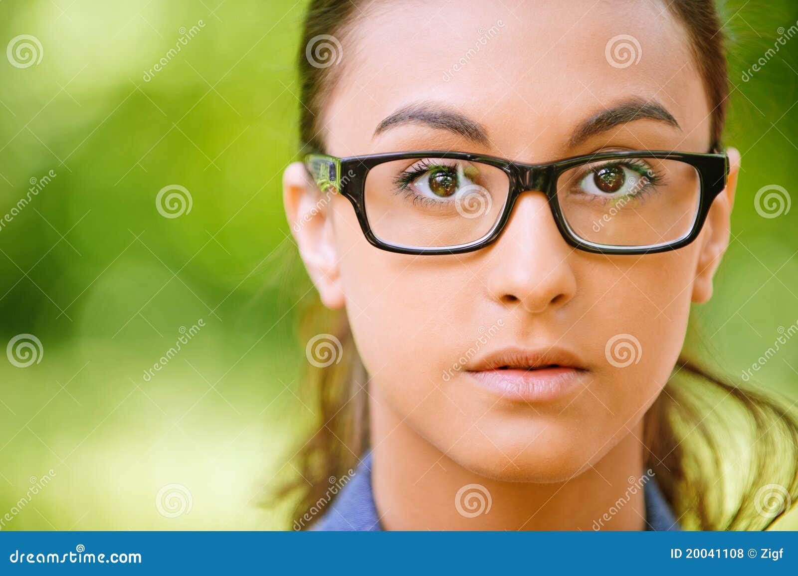 Woman in Spectacles Close Up Stock Photo - Image of park, green: 20041108