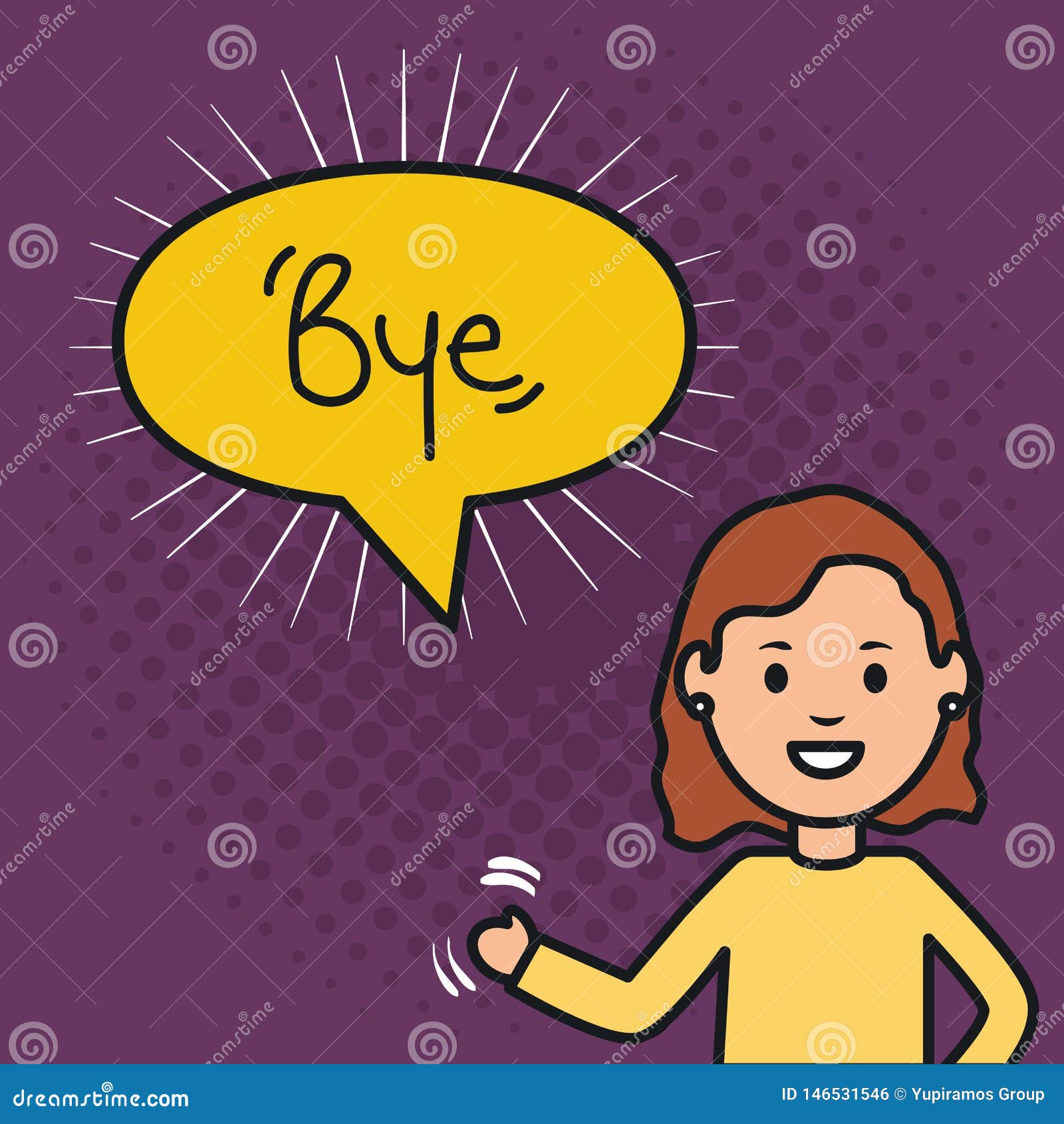 Woman and Speech Bubble with Bye Message Stock Vector - Illustration of ...