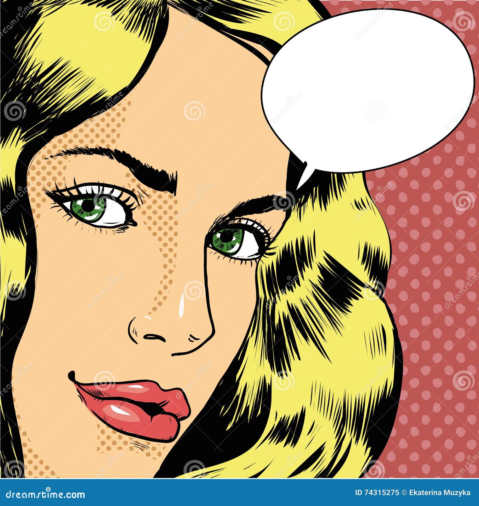 Woman With Speech Bubble Vector Illustration In Retro Pop Art Comic