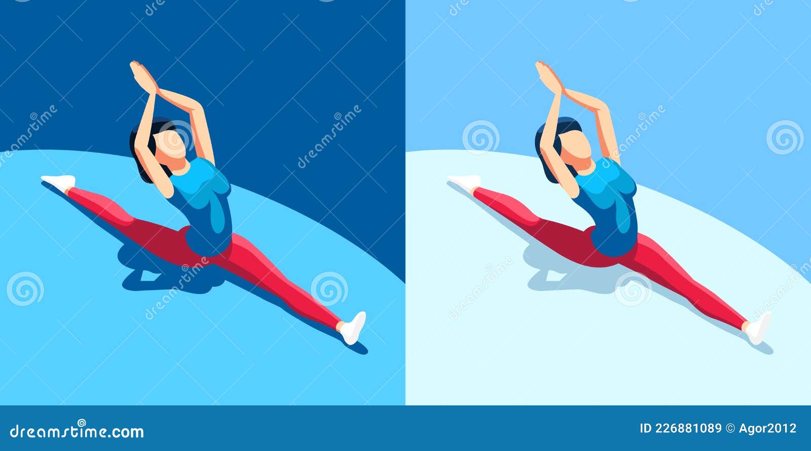 Woman On Split With Backbend - Yoga Pose Cartoon Vector | CartoonDealer ...