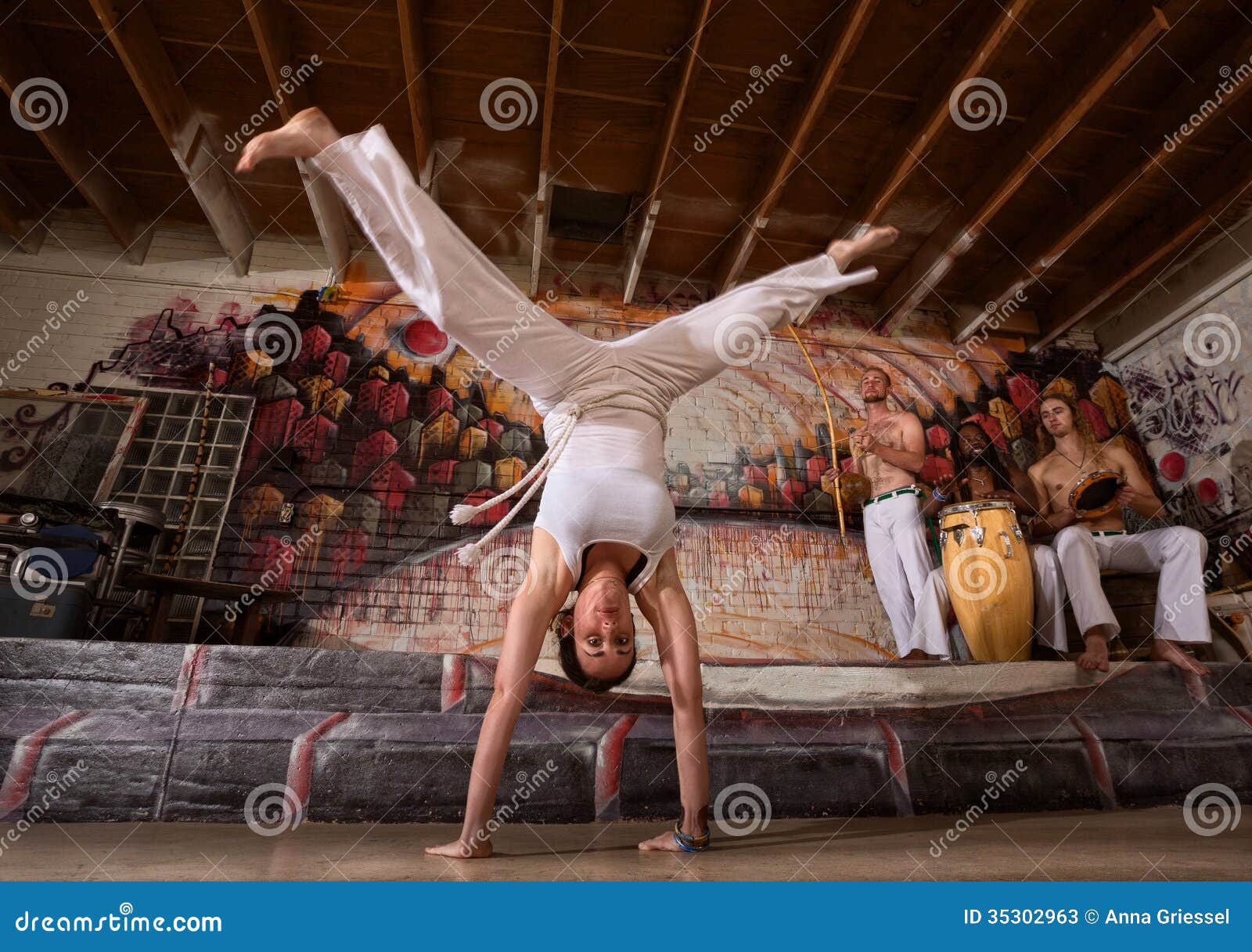 Woman in Split Handstand stock image. Image of hispanic - 35302963