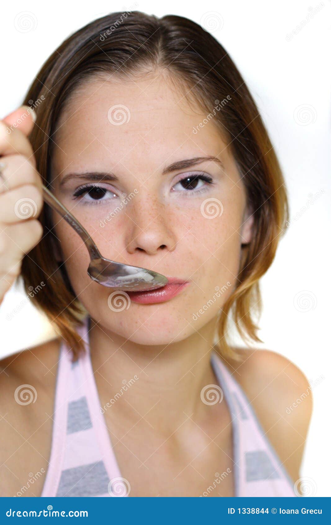 Woman with spoon stock photo. Image of tasting, yummy - 1338844