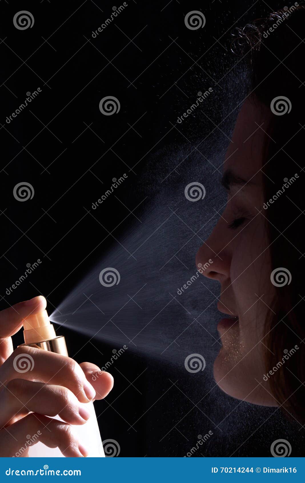 Woman spray face stock photo. Image of background, portrait - 70214244