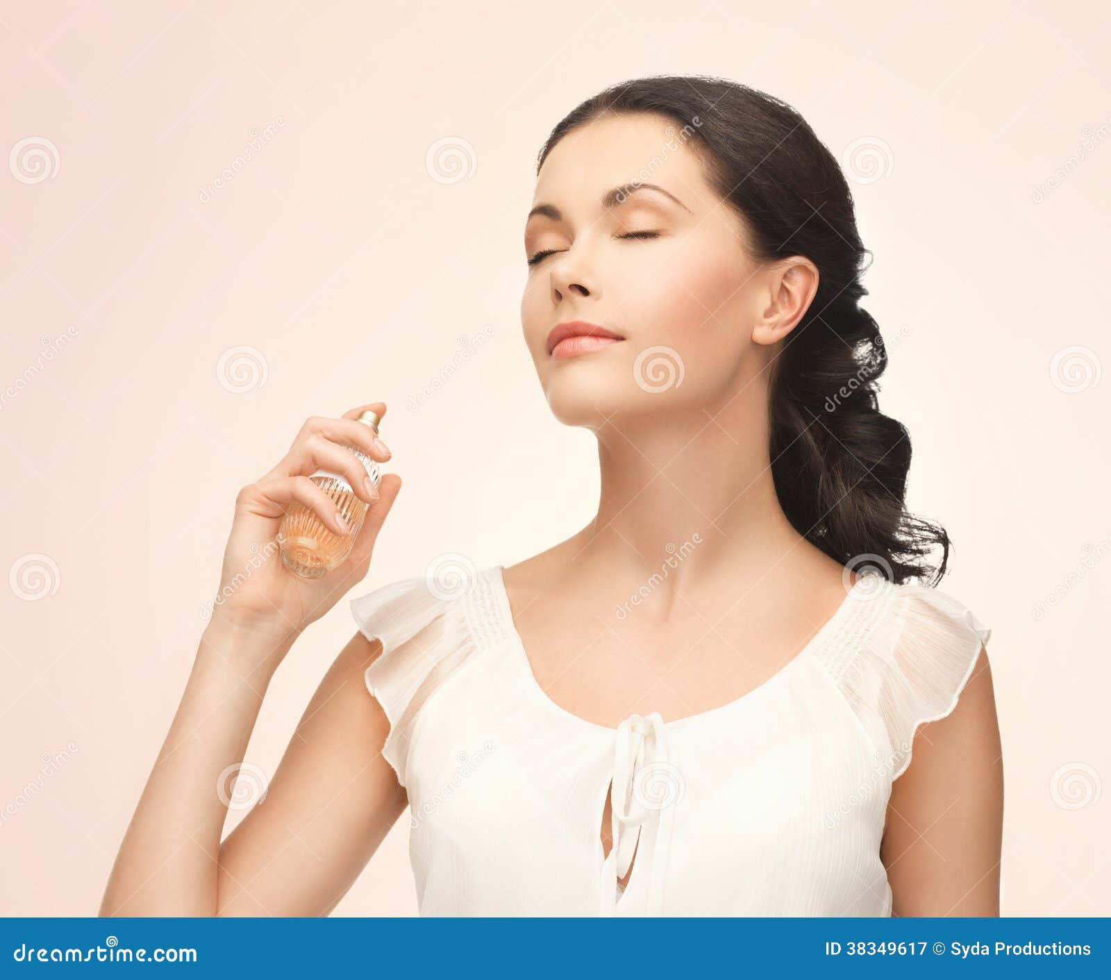 Woman Spraying Perfume on Her Neck Stock Image - Image of pleasant ...