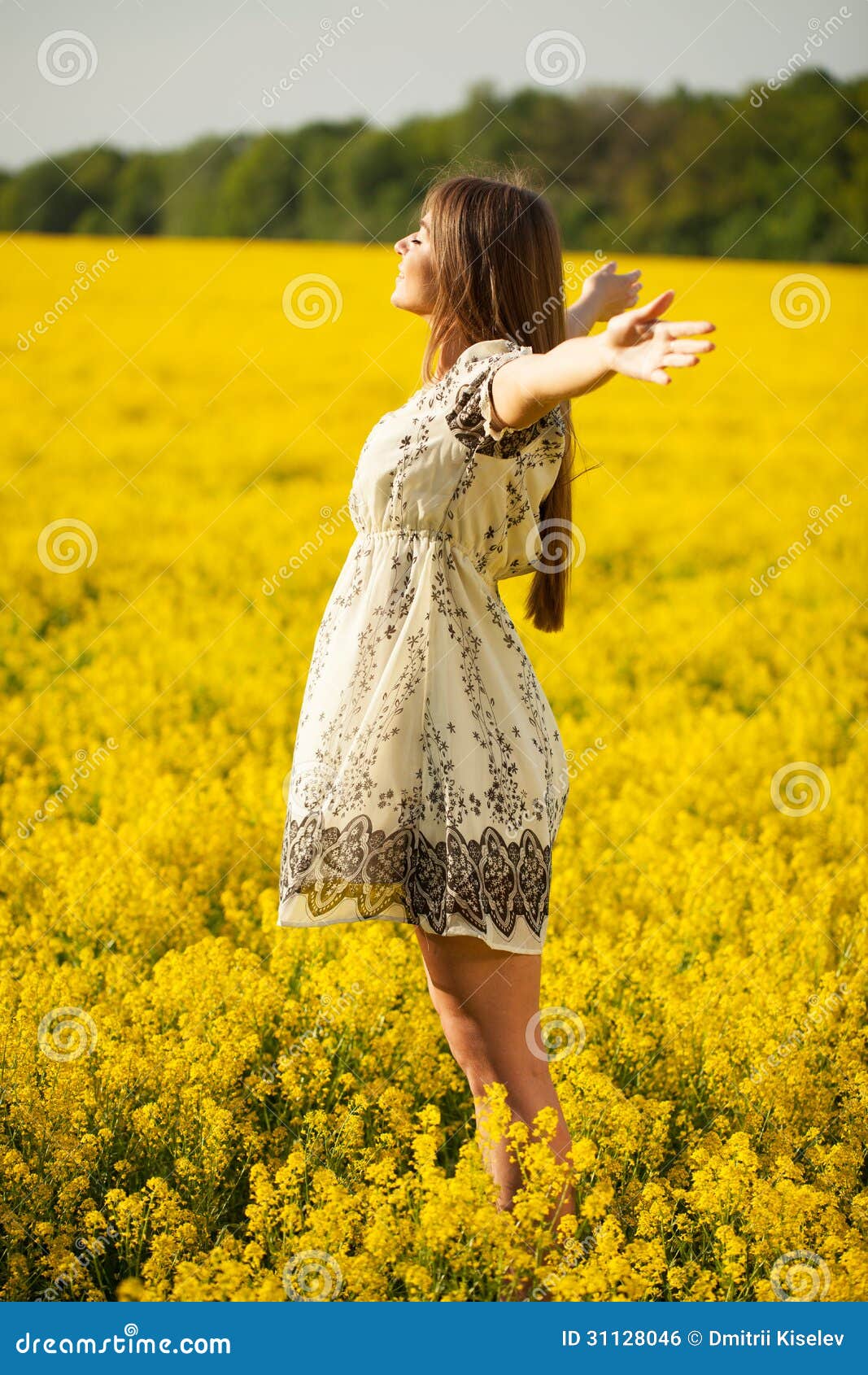 Woman Spread Out His Hands in Delight Stock Photo - Image of charming ...