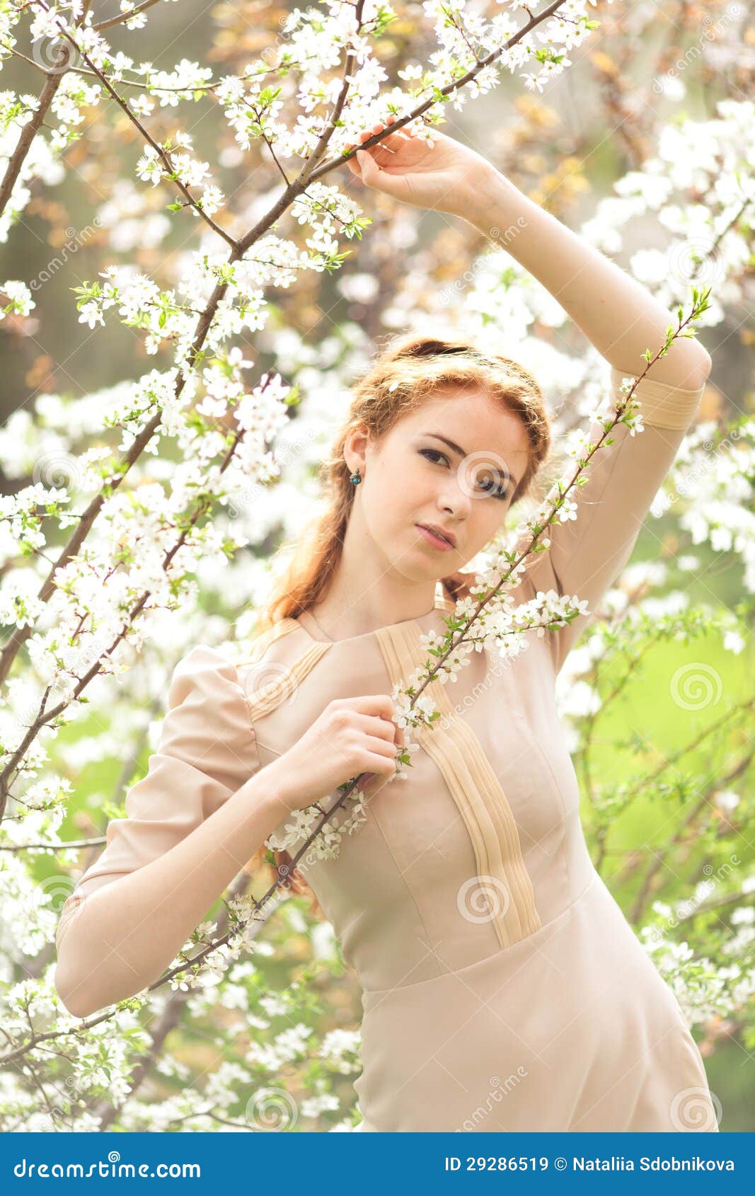Woman in spring stock image. Image of beauty, adult, happy - 29286519