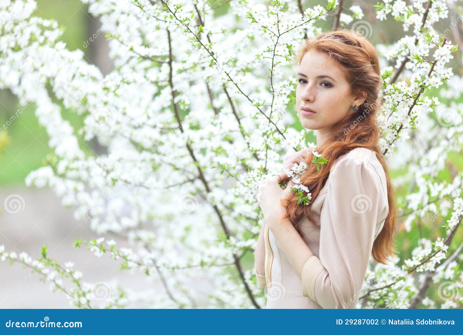 Woman in spring stock photo. Image of branch, floral - 29287002