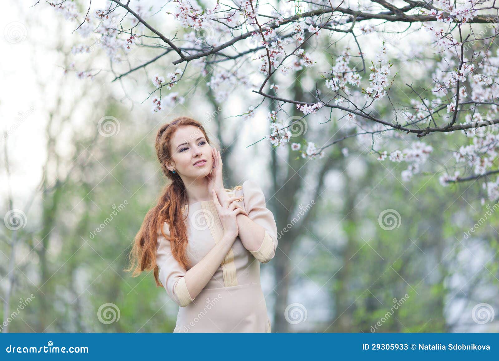 Woman in spring stock image. Image of nature, cute, garden - 29305933