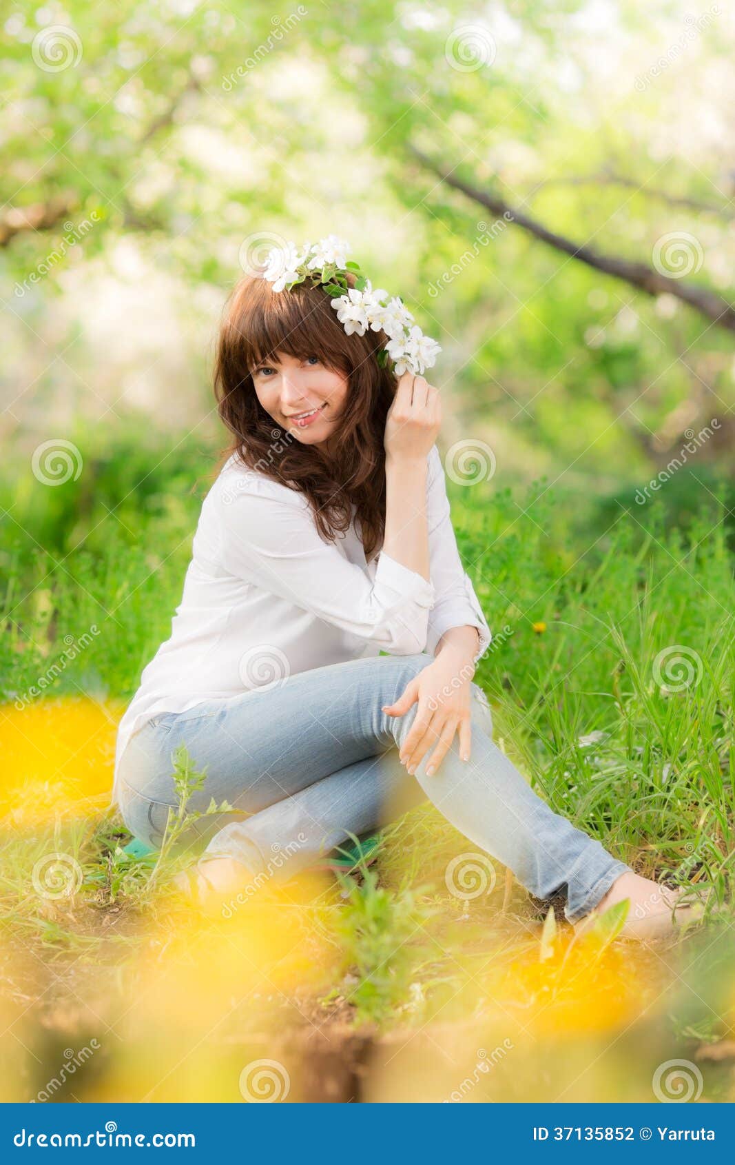 Woman in spring stock photo. Image of vacation, yellow - 37135852