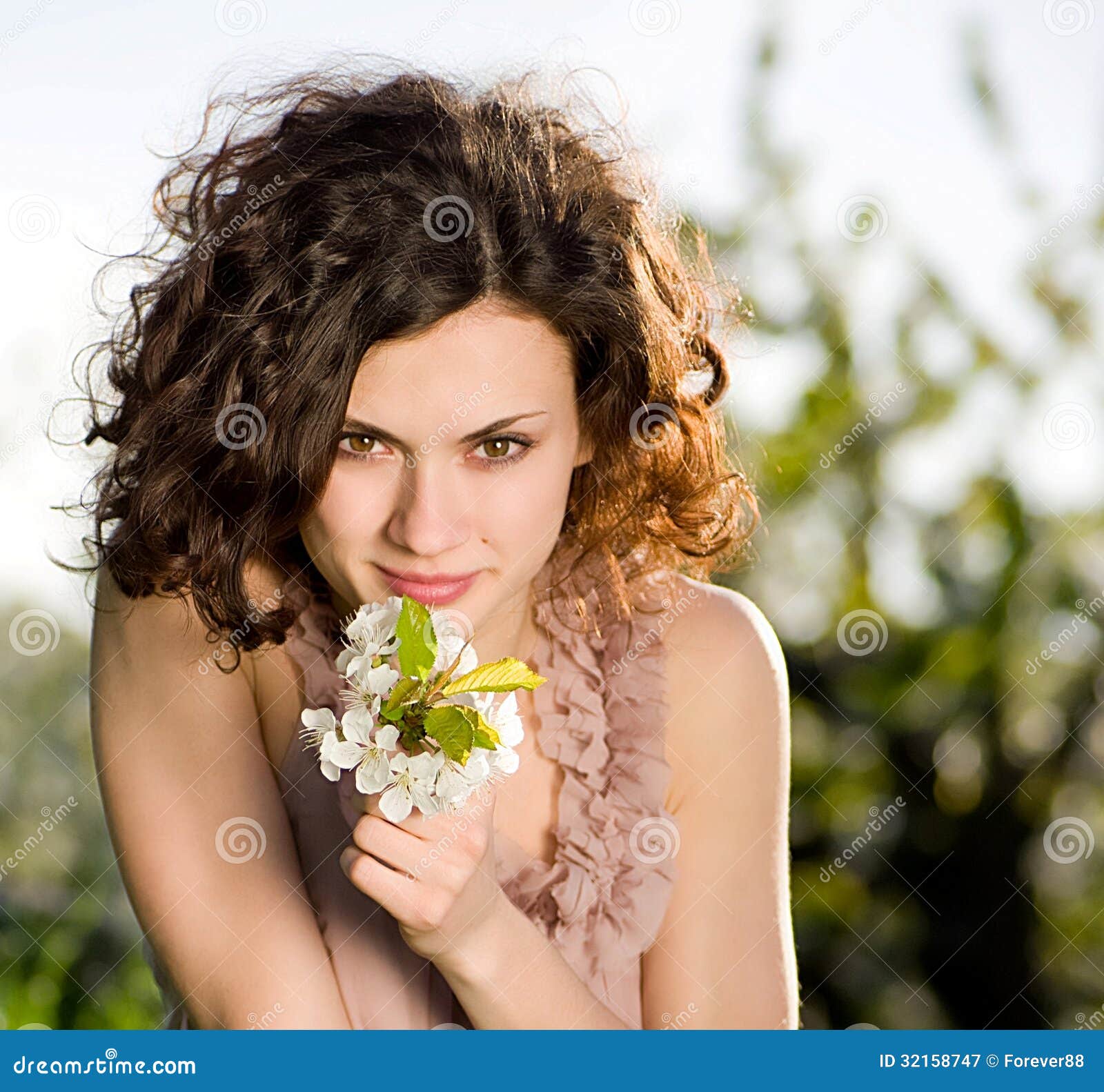 Woman in spring garden stock image. Image of grass, outdoor - 32158747