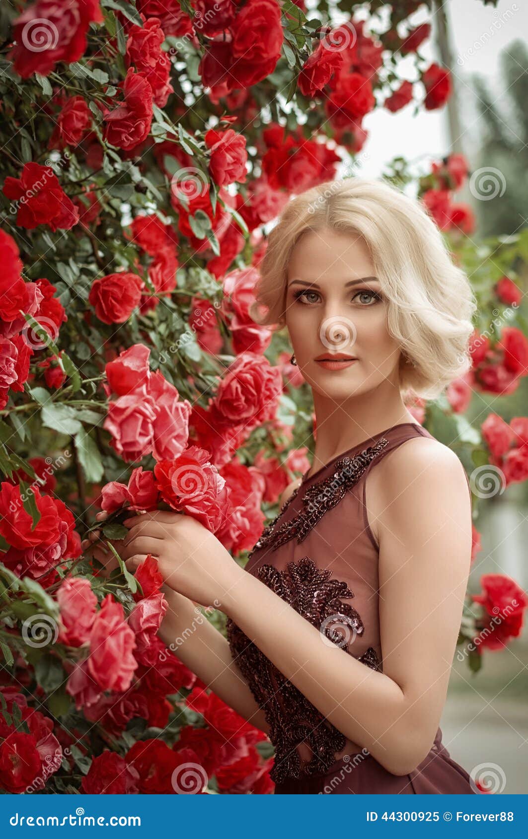 Woman in spring garden stock image. Image of beauty, leaves - 44300925