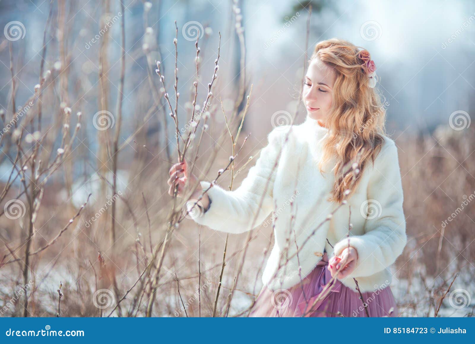 Woman in spring park stock image. Image of lovely, joyful - 85184723