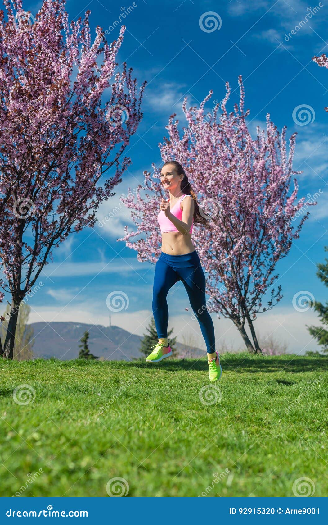 Woman in Spring Running or Jogging As Sport Stock Photo - Image of ...