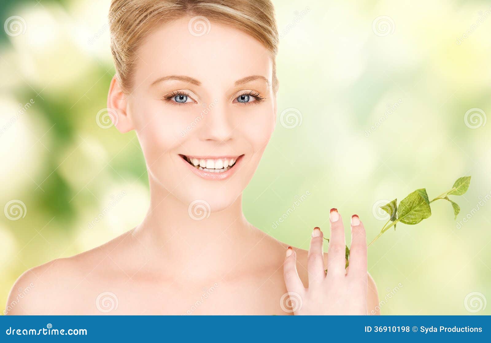 Woman with sprout stock photo. Image of face, freshness - 36910198