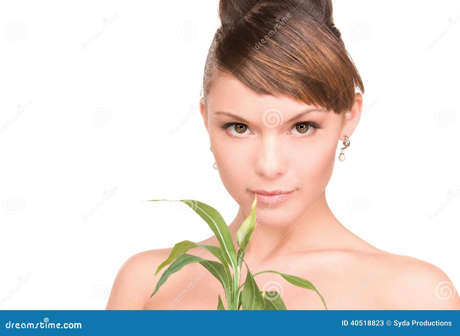 Woman with sprout stock image. Image of healthy, beauty - 40518823
