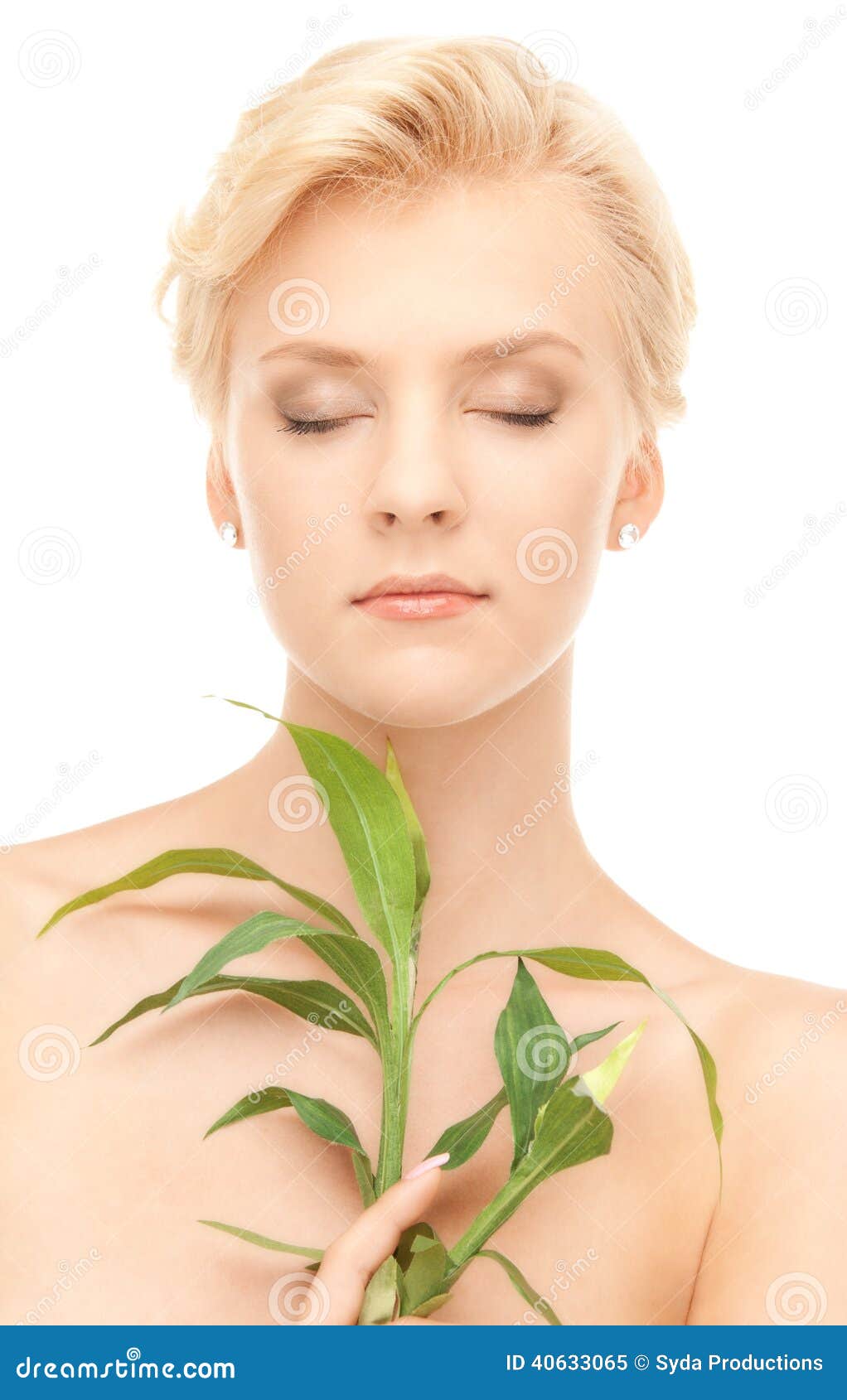 Woman with sprout stock image. Image of organic, aging - 40633065