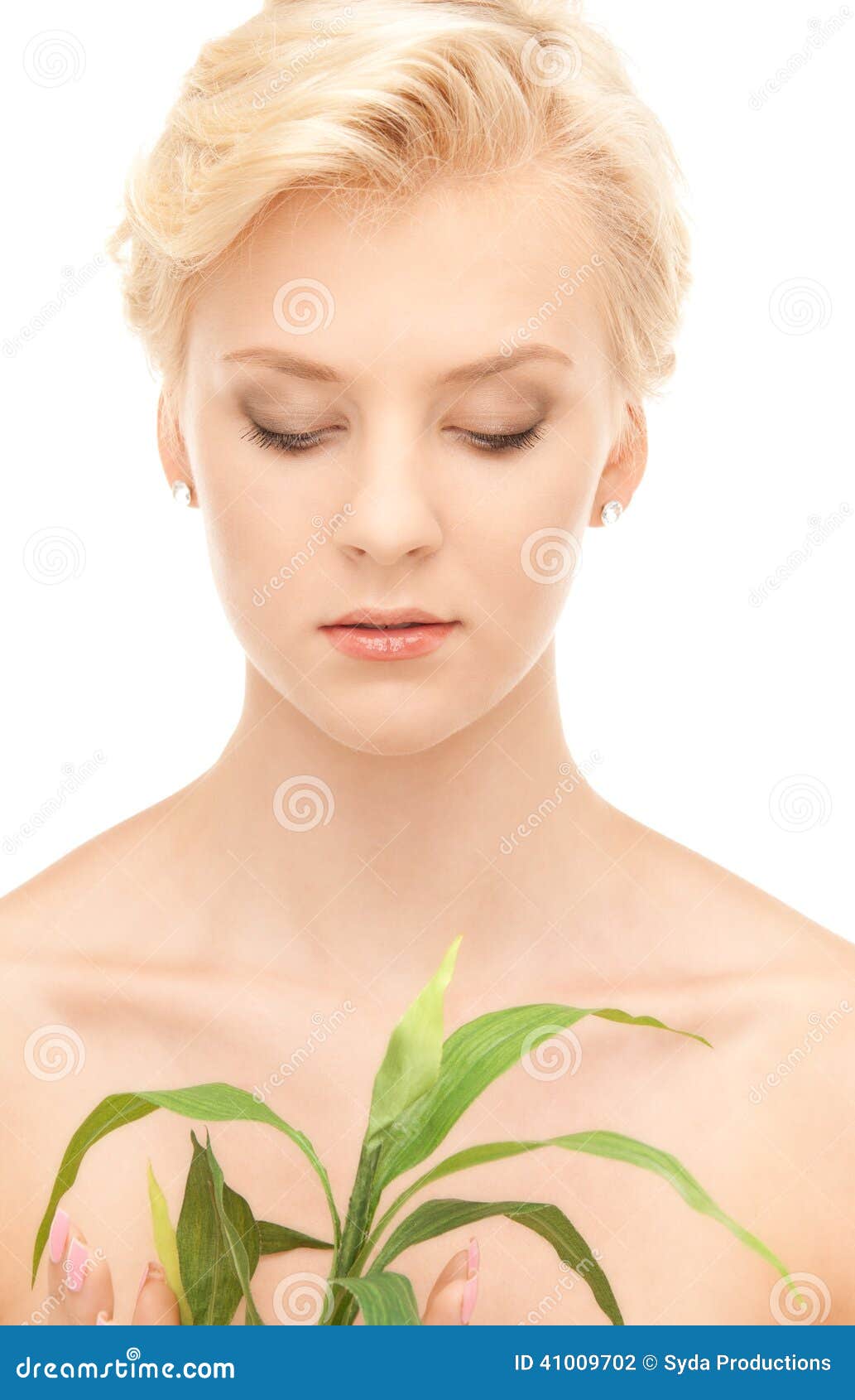 Woman with sprout stock photo. Image of beautiful, closeup - 41009702