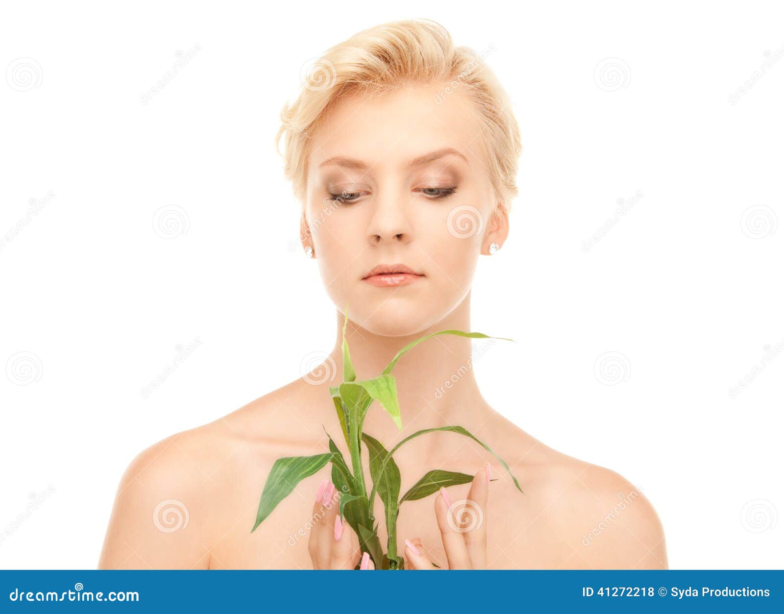 Woman with sprout stock photo. Image of clean, attractive - 41272218