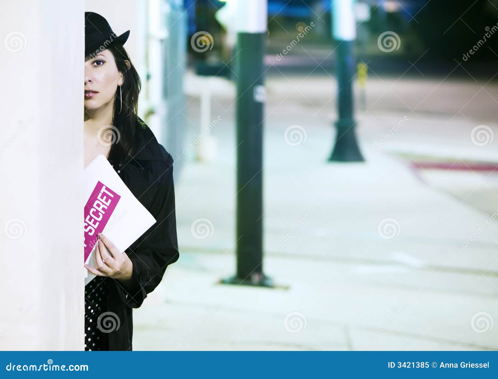 Woman Spy with Document stock image. Image of dangerous - 3421385