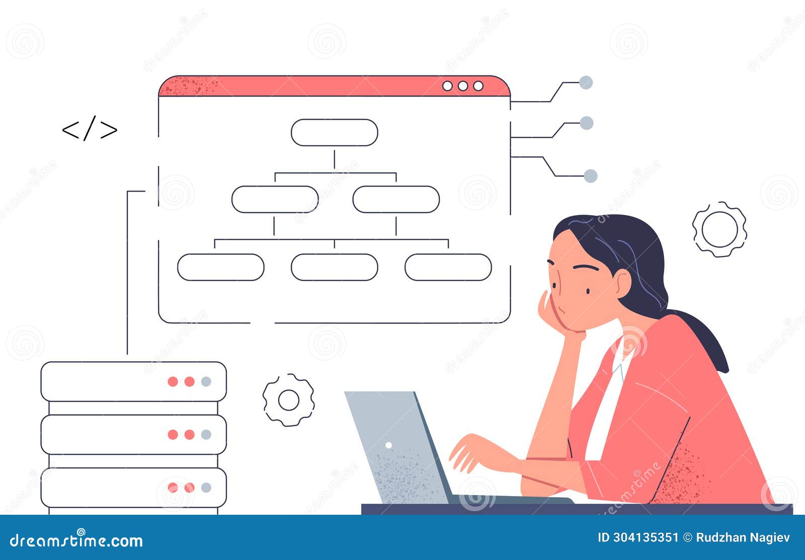 Woman with SQL Vector Doodle Stock Vector - Illustration of download ...