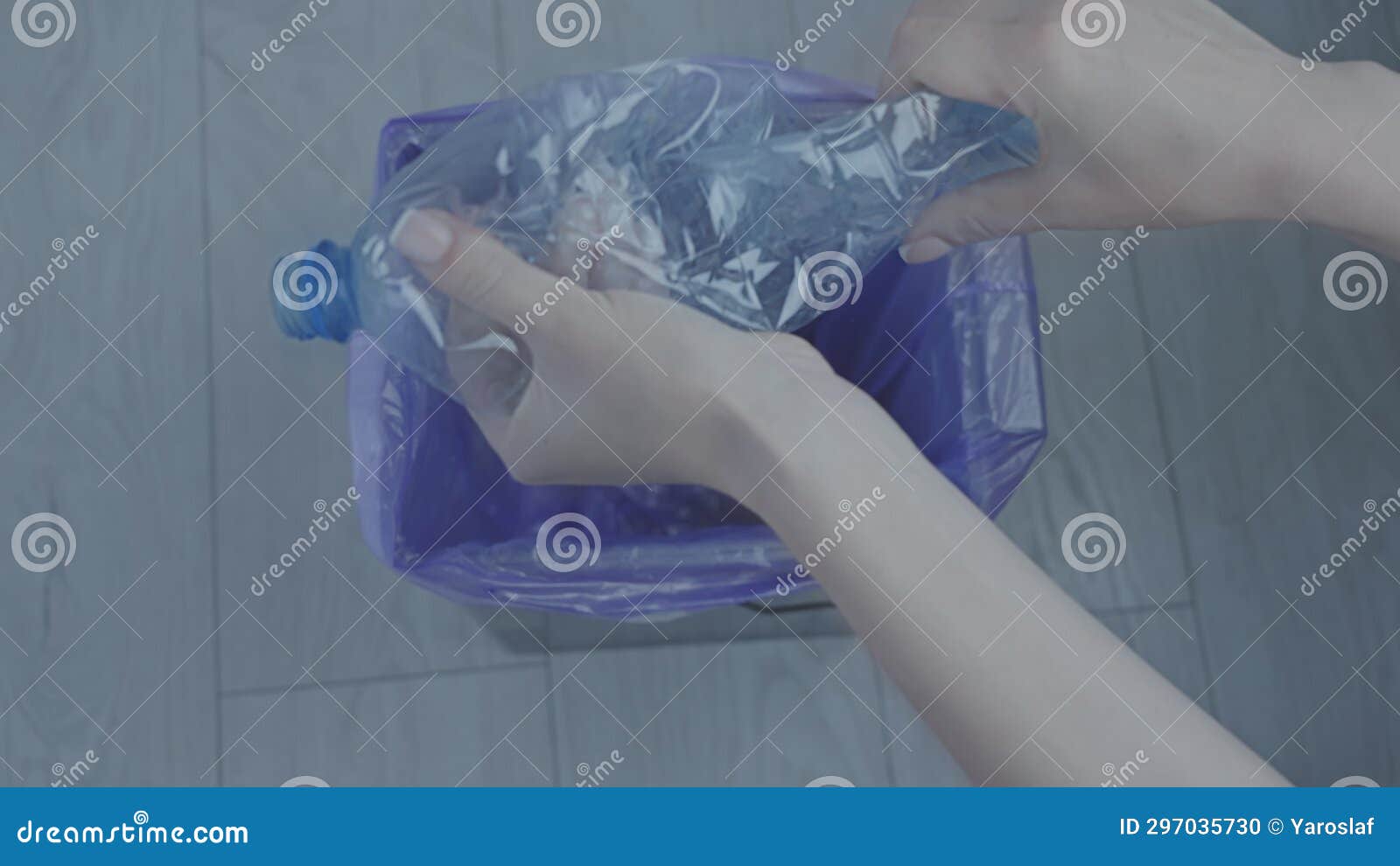 Woman Squeezes Plastic Bottle and Throws into Trash Bin Stock Footage ...