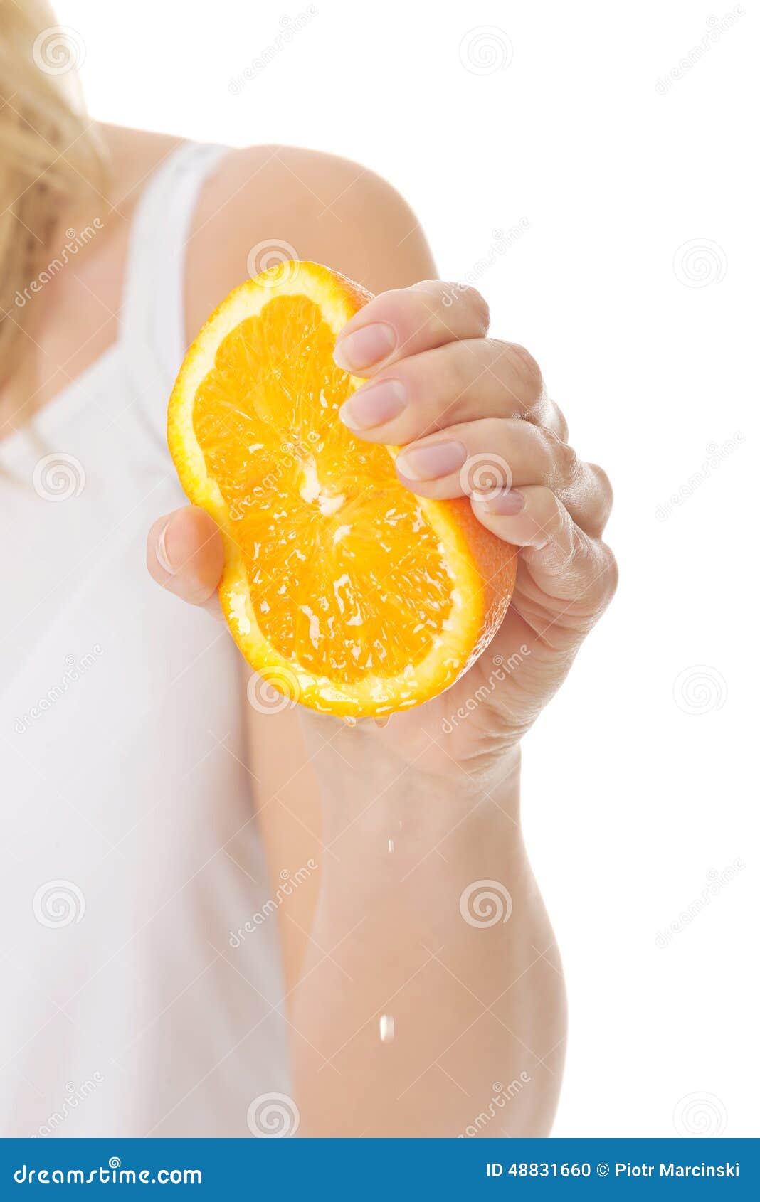 Woman Squeezing Juice from an Orange Stock Photo - Image of orange ...