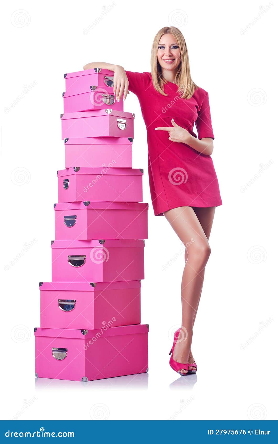 Woman with stack stock photo. Image of gifts, gift, fashion - 27975676