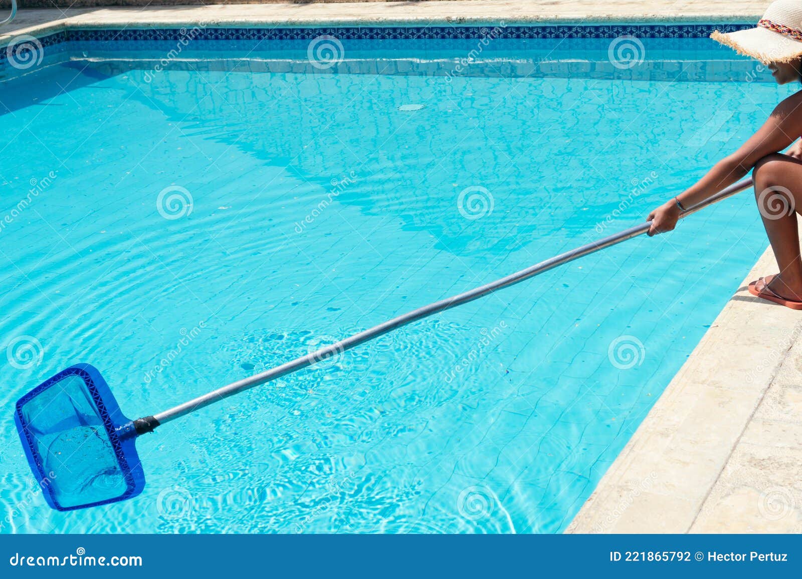 Woman, Staff Cleaning the Pool Stock Photo - Image of service, summer ...