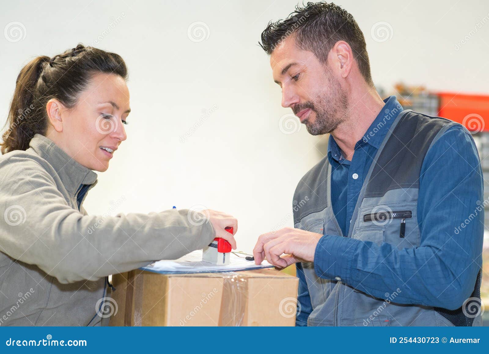 Woman Stamping Paperwork Courier Stock Image - Image of receipt ...