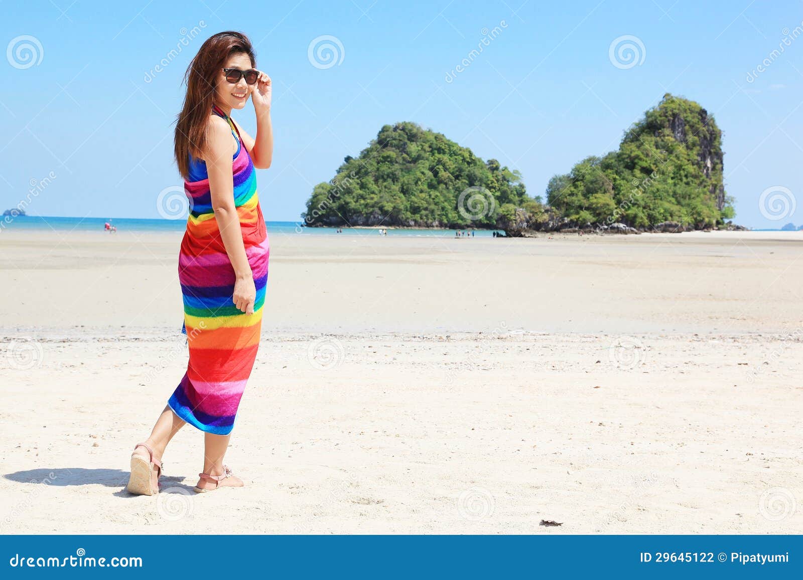 Woman stand on the Beach stock photo. Image of gesture - 29645122