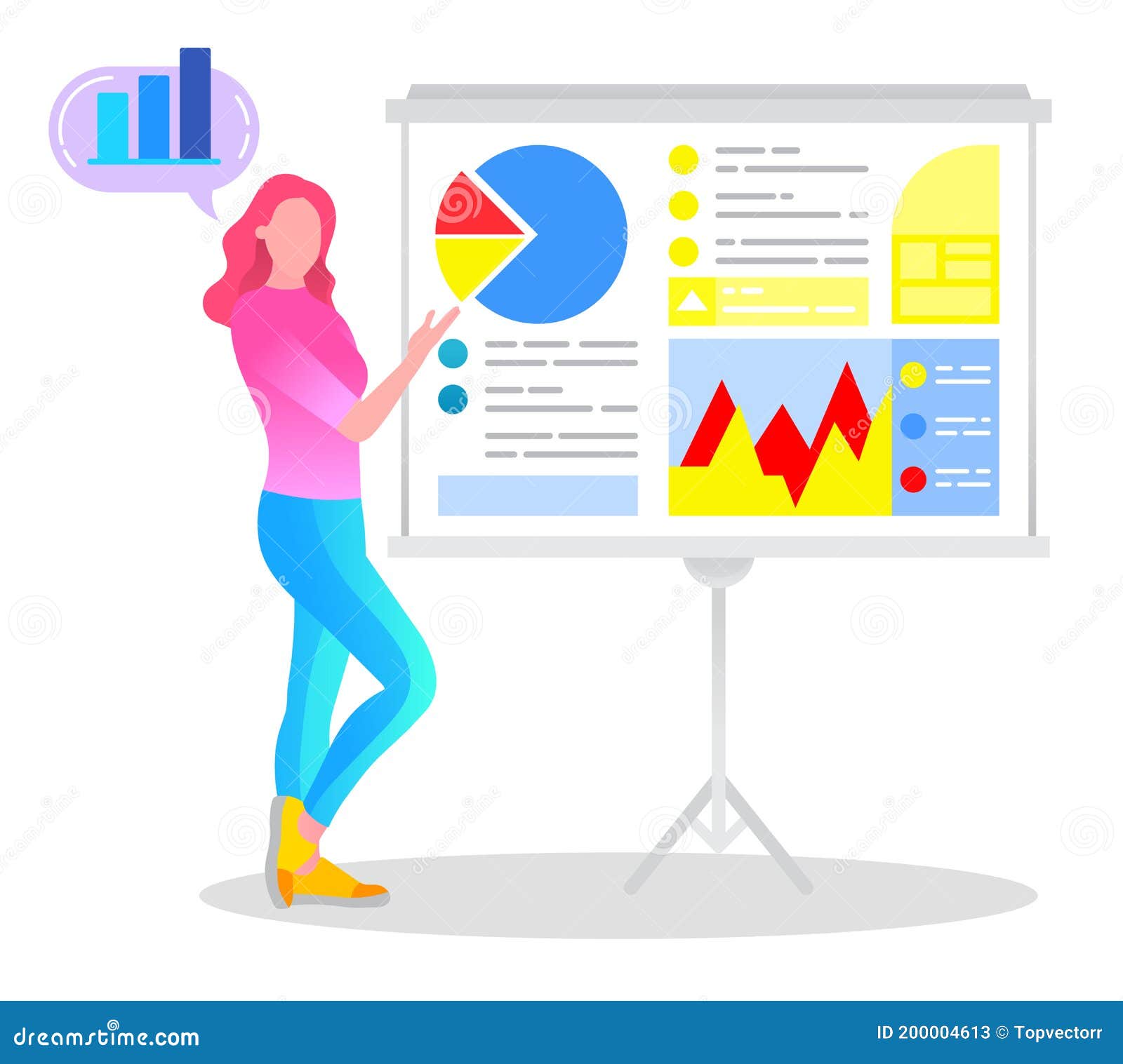 Woman Present Business Analytics Diagram at Office Stock Vector ...