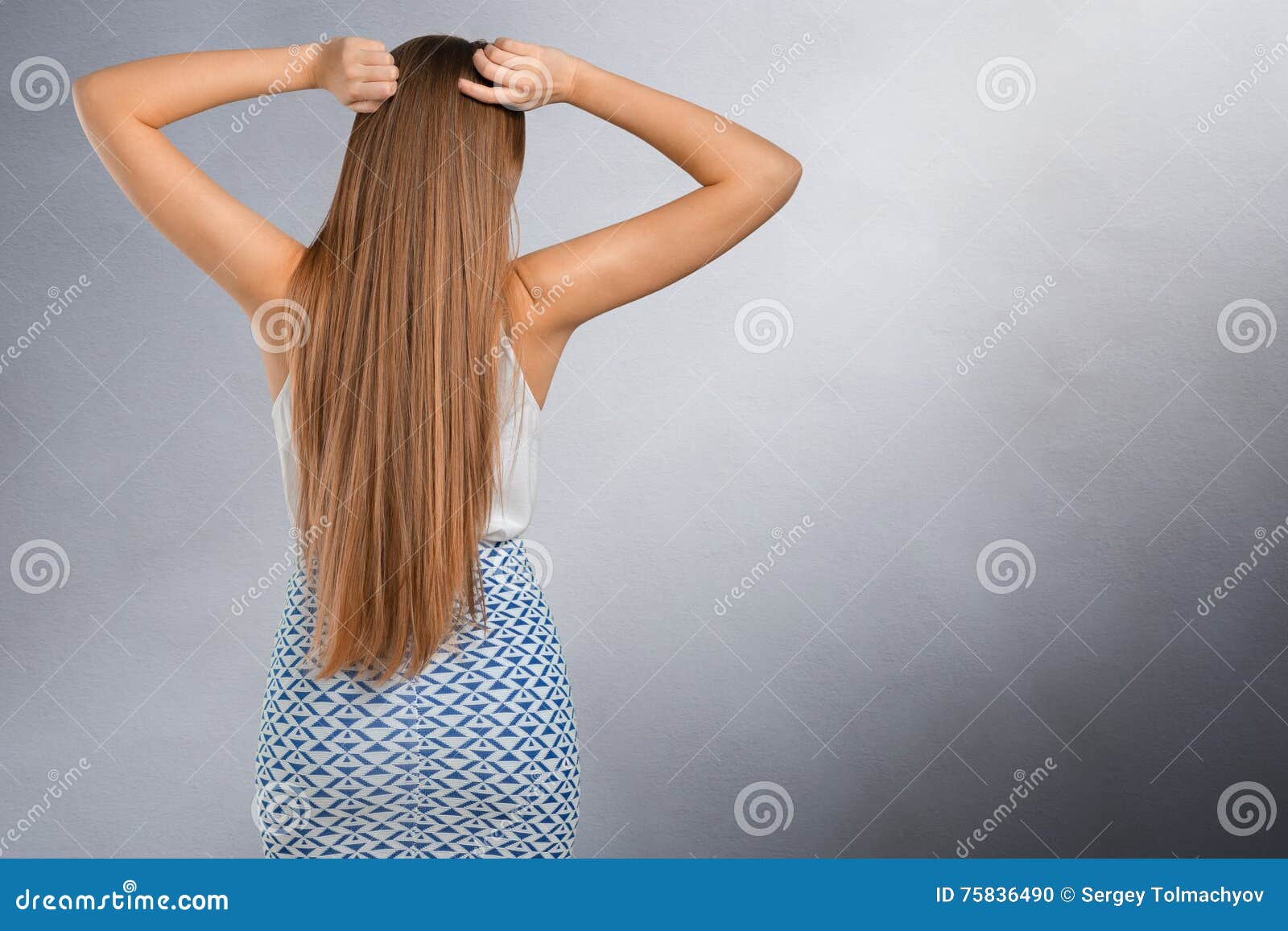 Woman Standing Back To Camera Stock Photo - Image of elegant ...