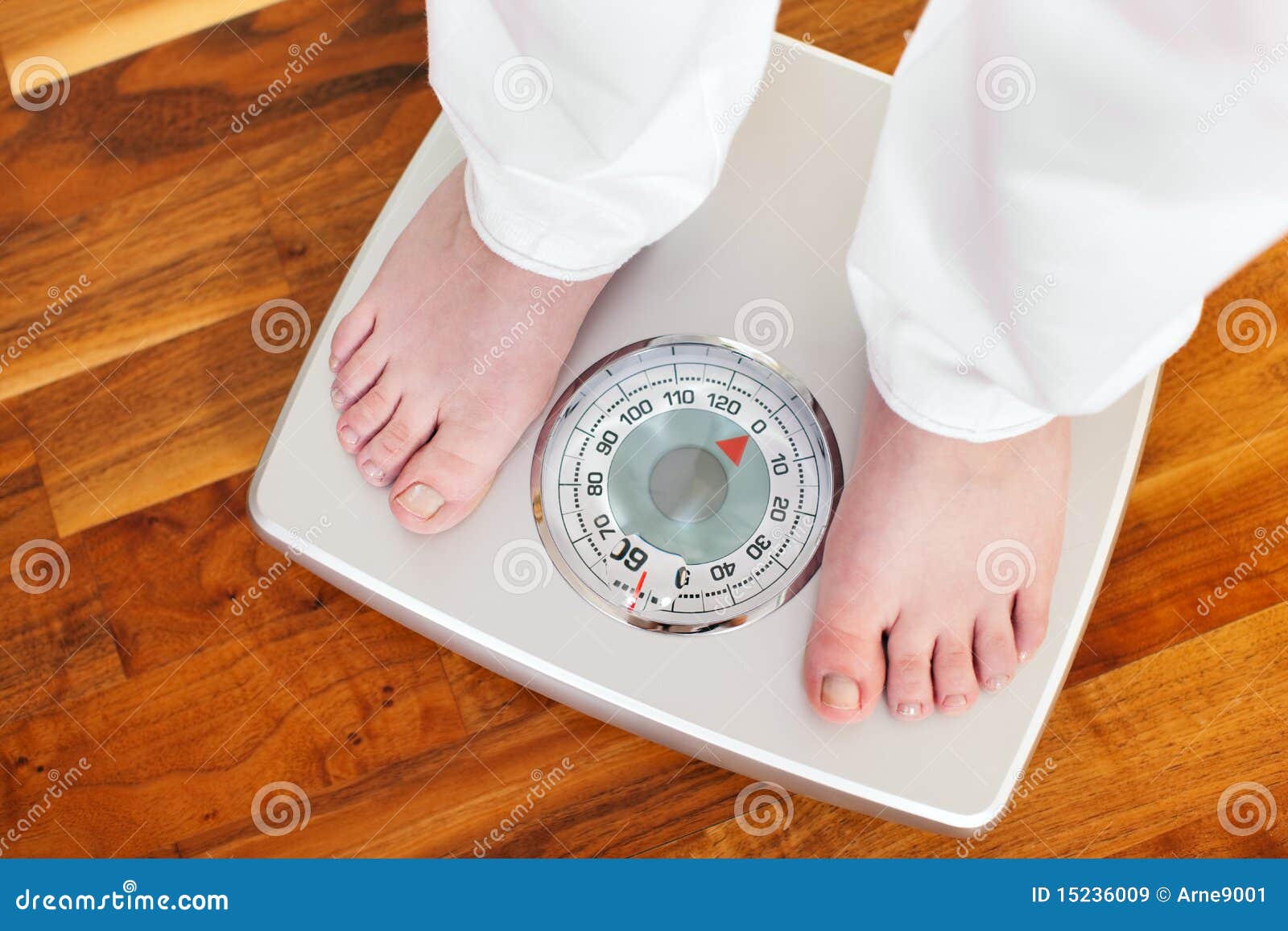 Woman Standing On Bathroom Scale Stock Image Image Of Balanced