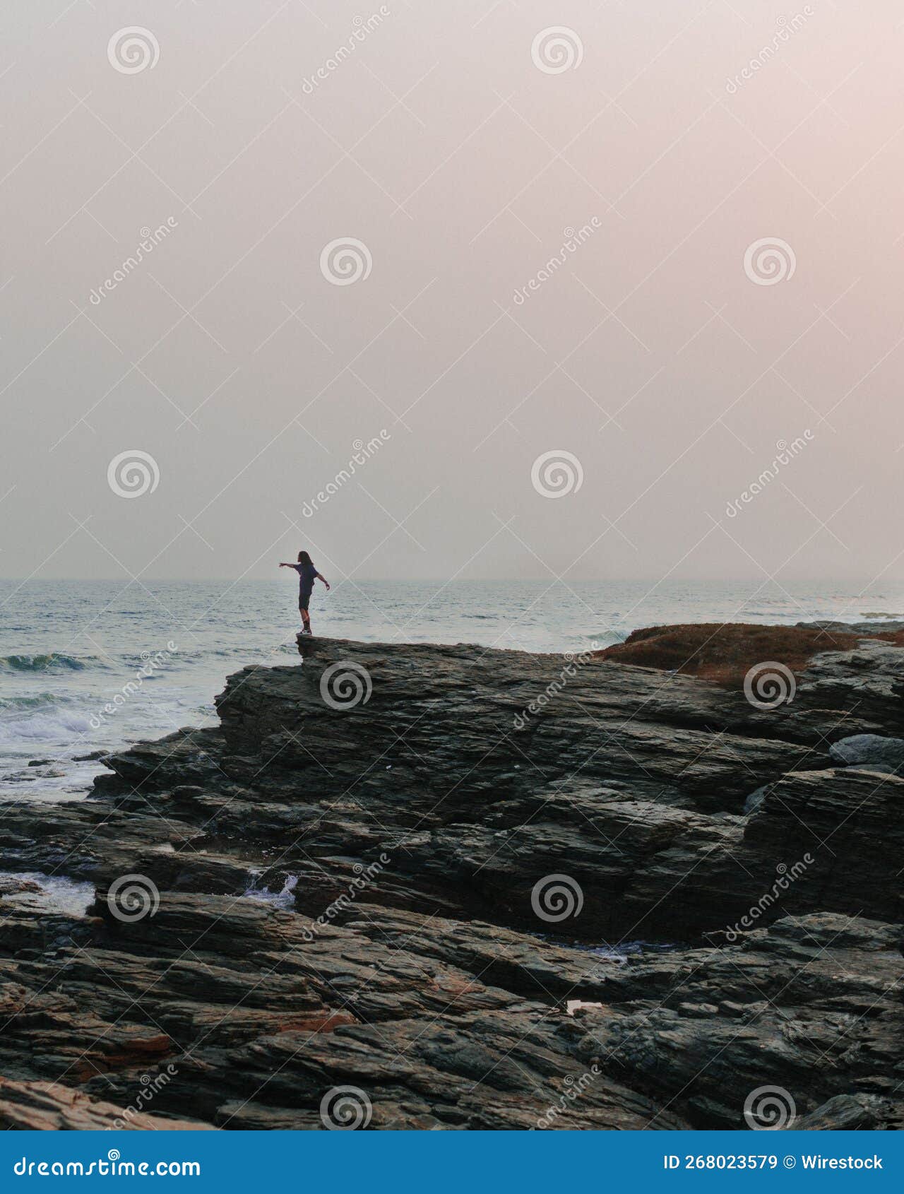 Woman Standing on the Edge of the Cliff Stock Image - Image of vacation ...