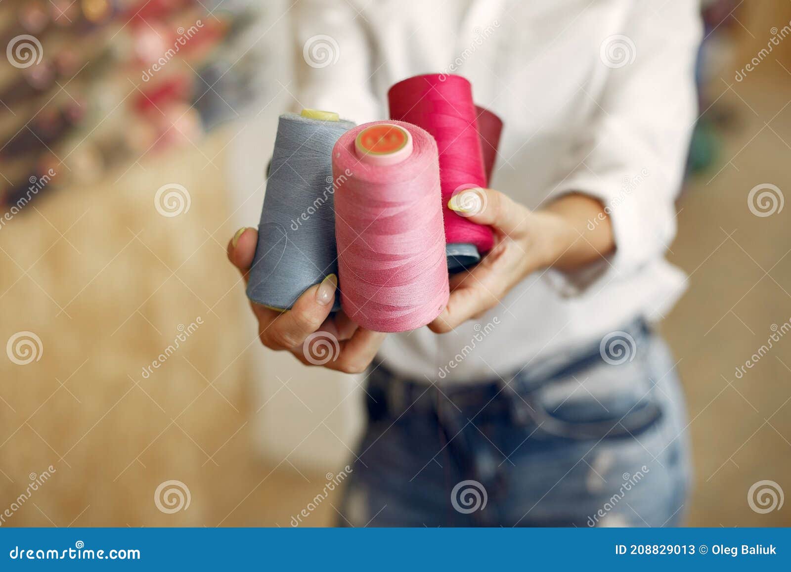 Woman Standing in the Factory with a Thread Stock Image - Image of ...