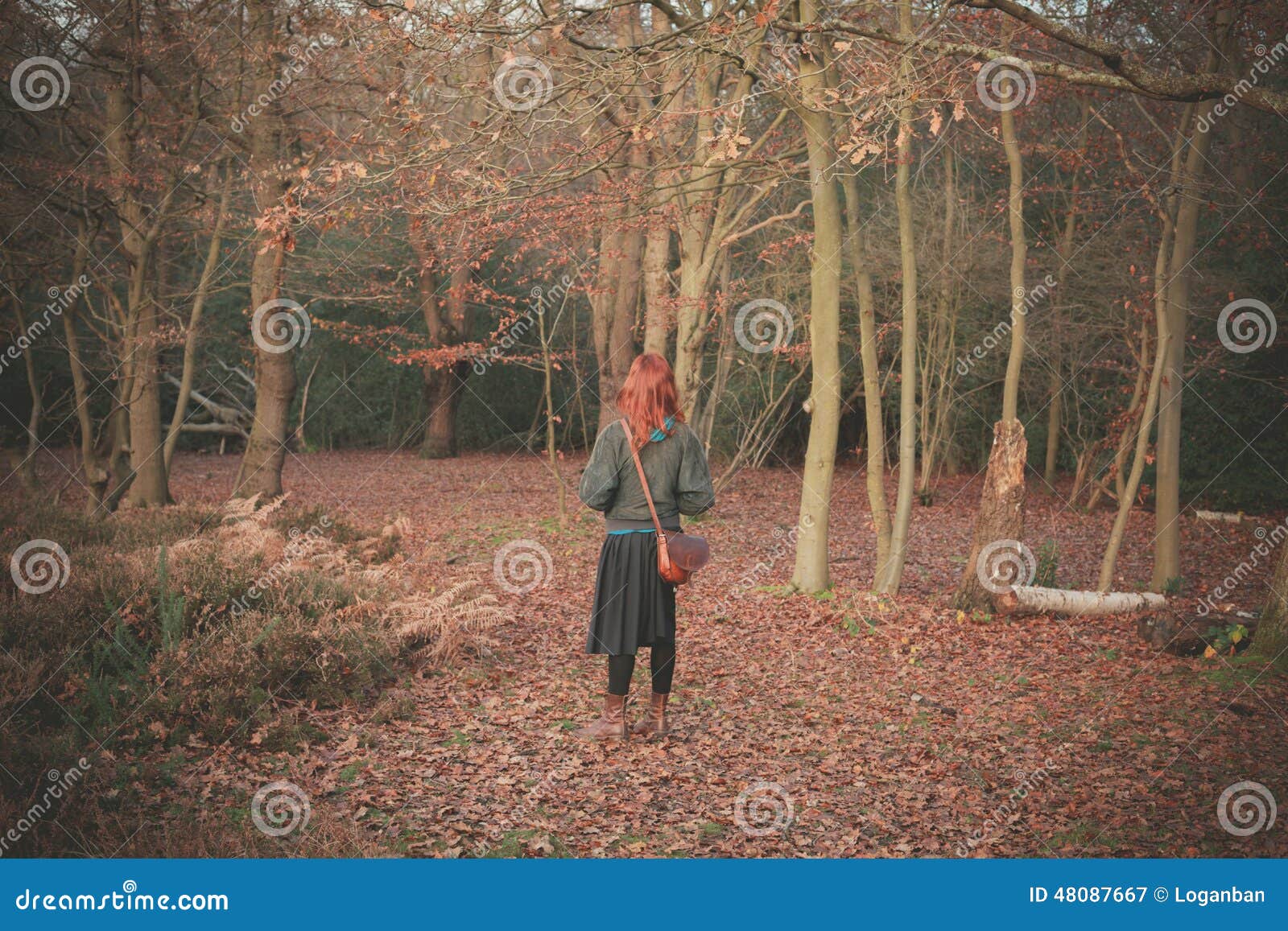 Woman Standing in the Forest Stock Image - Image of female, nature ...