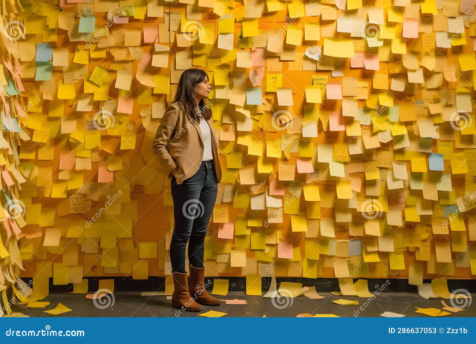 A Woman Standing In Front Of A Wall Full Of Sticky Notes Neural