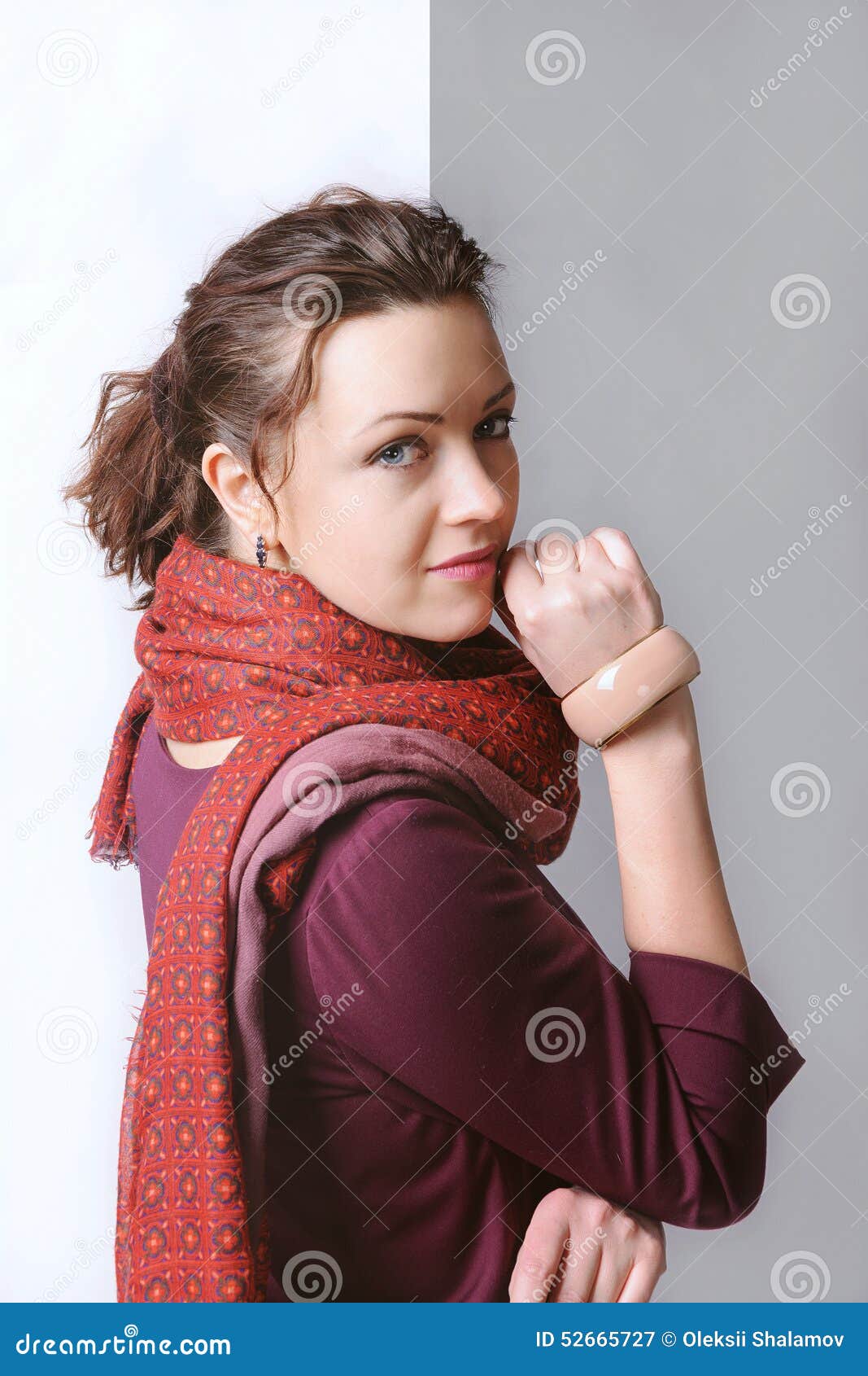 Woman Standing in Half a Turn Wondered about Something Stock Image ...